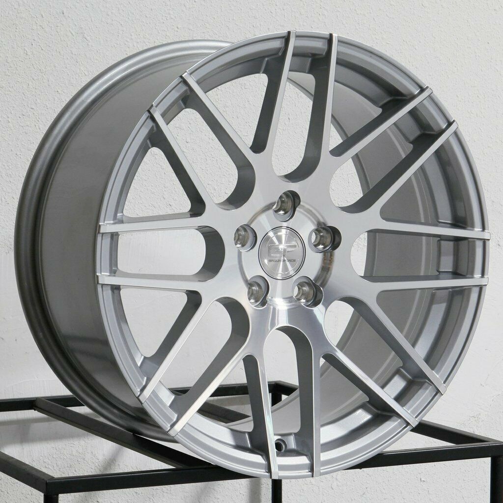 18x8 MRR GF7 Wheels Silver Machined 18" 5x112 +25 Ground Force Rims Se ...