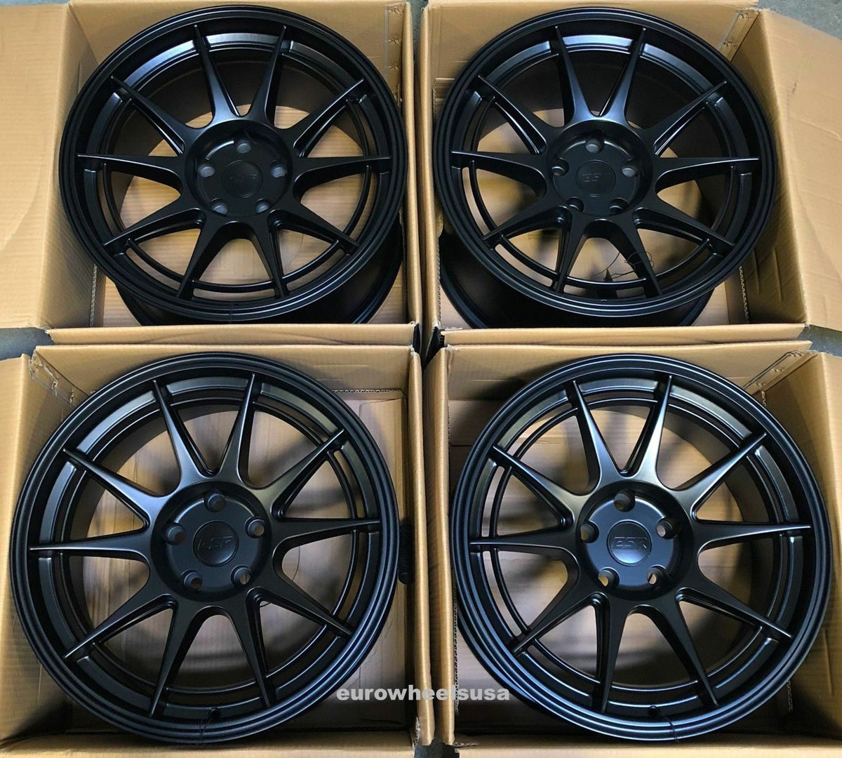 ESR SR13 Matte Black 18x9.5 5x100 +22 Wheels Set 4 18" Concave Rims ...
