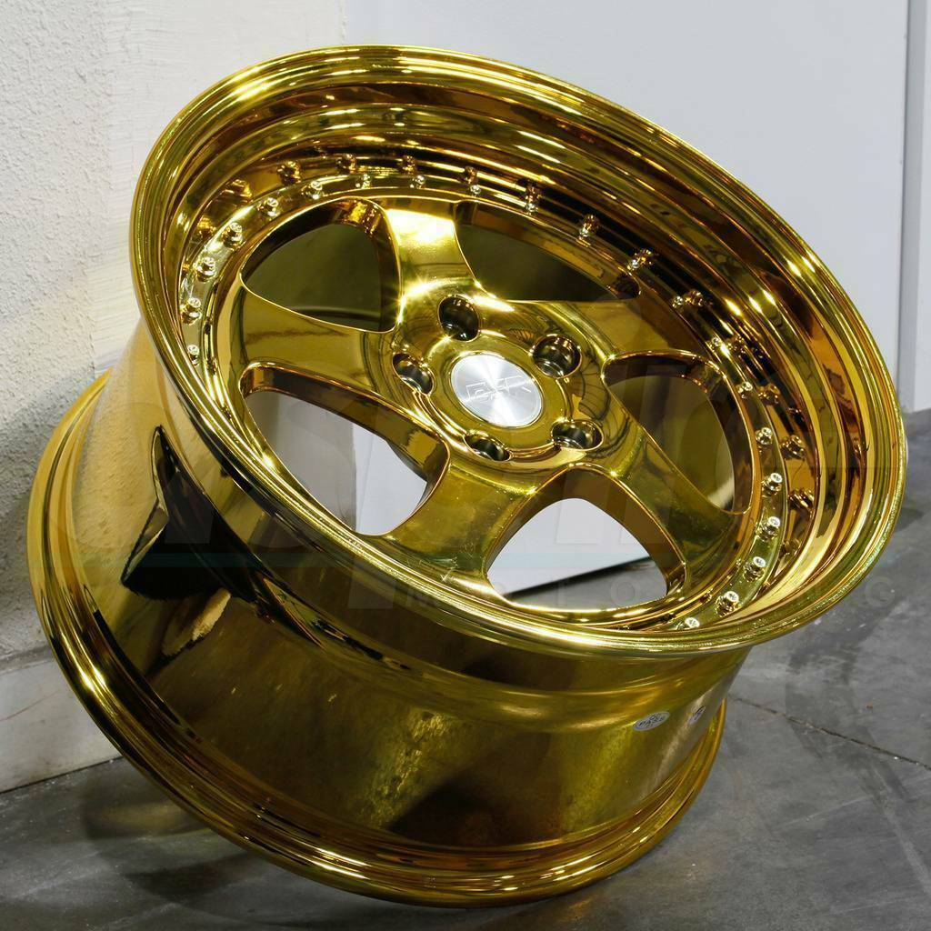 19 Inch ESR SR02 Gold Chrome Wheels 19x9.5 +22 5x114.3 Rims Set 4 ...