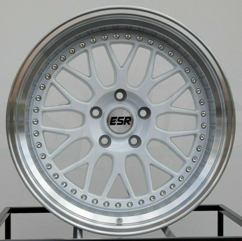 19 Inch ESR SR01 White Machined Lip Wheels 19x9.5 +35 5x114.3 Rims Set ...