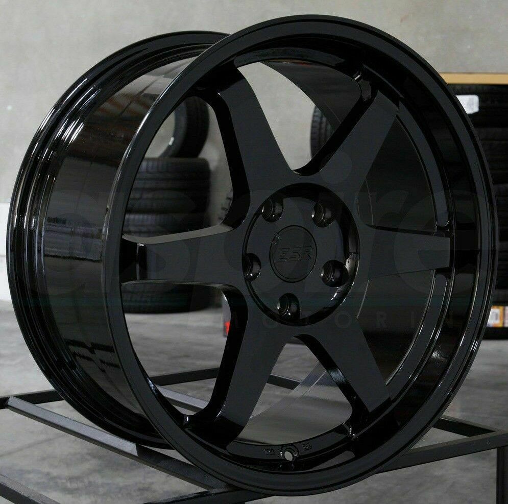 19 Inch ESR SR07 Gloss Black Wheels 19x9.5 +22 5x114.3 Rims Set 4 ...