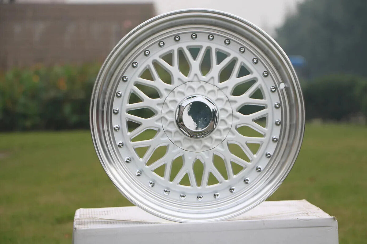 16" Wheels RS Style 16x7.5 4x114.3 / 4x100 +15 CB73.1 White Machined R ...