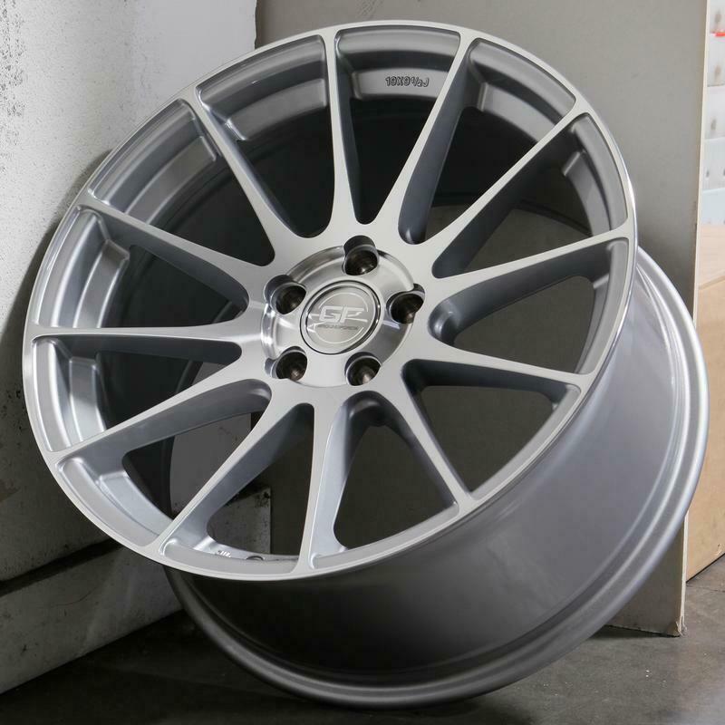 19" GF6 Silver Machined Face Wheels 19x9.5 5x108 Concave Rims Set 4 ...