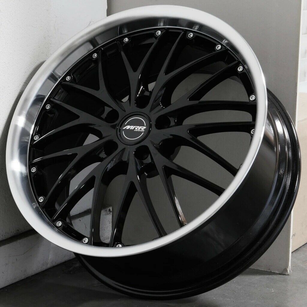 18" MRR GT1 Wheels Black Machined Lip 18x8.5 5x112 +25 Rims Set 4 ...