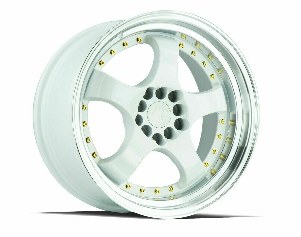 Aodhan AH03 17x9 5x100 5x114.3 +25 White Wheels Machined Lip 18 Inch S ...