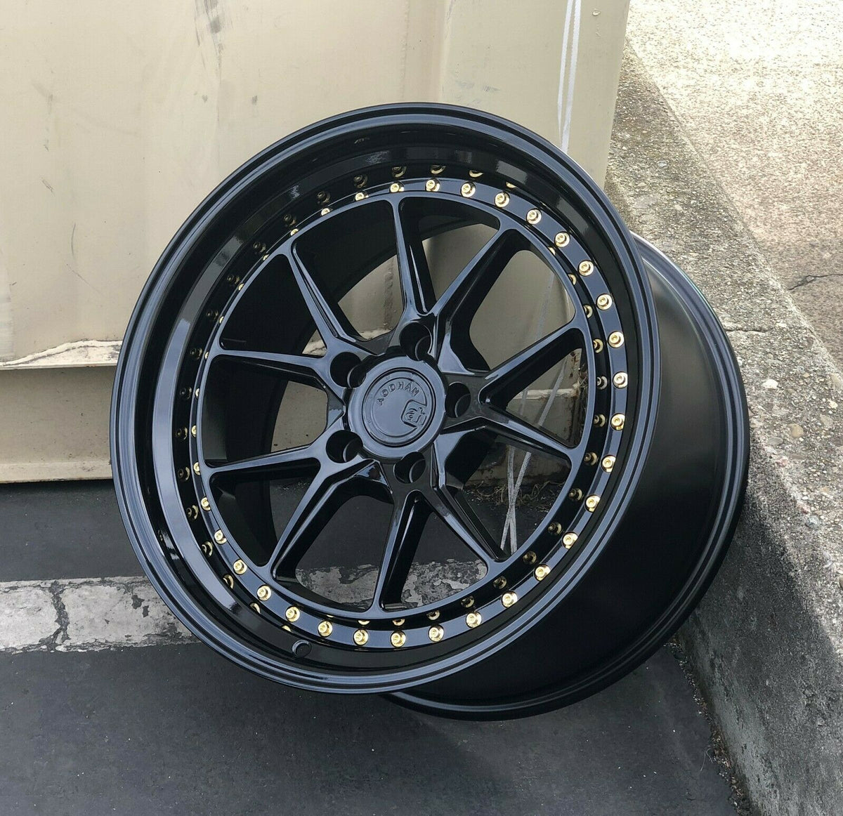 18x9.5 5x114.3 +30 Aodhan DS08 Gloss Black 18 Inch Wheels Set 4 ...