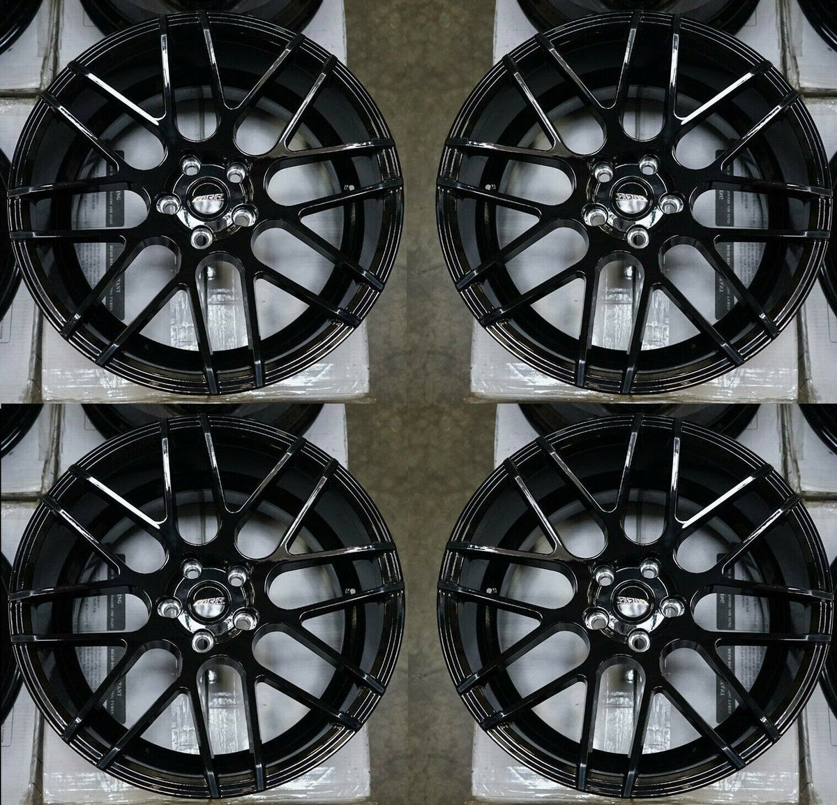 18x8 MRR GF7 Wheels Gloss Black 18" 5x112 +25 Ground Force Rims Set 4 ...