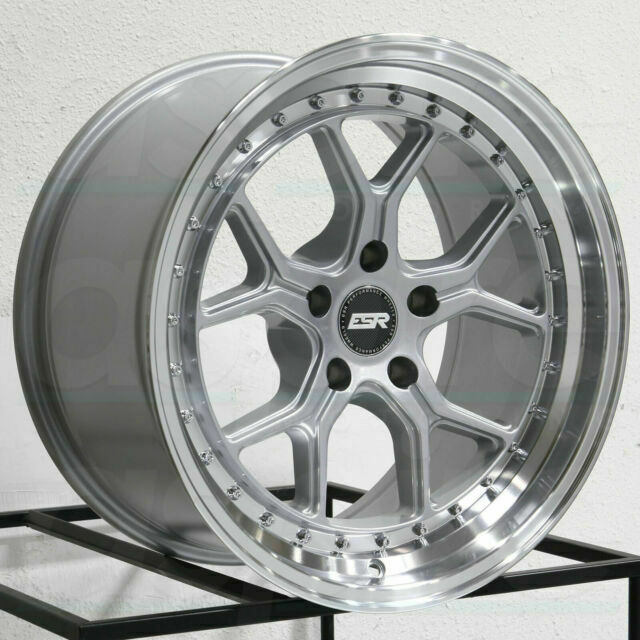ESR CS2 Hyper Silver Machined Lip Wheels 18x9.5 +22 5x114.3 18 Inch Ri ...