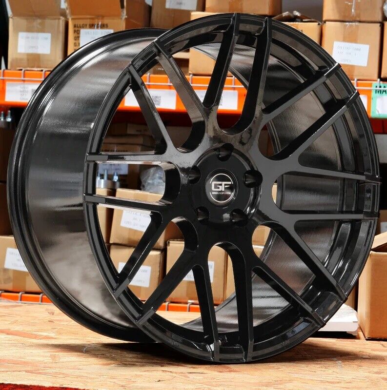 19x8.5 MRR GF7 Gloss Black Wheels 19" 5x120 +35 Ground Force Rims Set ...