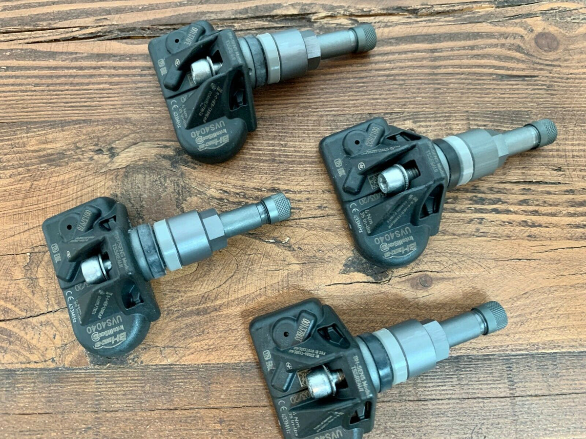 Huf TPMS Tire Pressure Pre Programmed Sensors Gun Metal Stems Set For ...