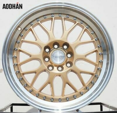 17x8 Gold Machined Lip AH02 17" Wheels 4x114/4x100 +35 Fits Accord Civ ...