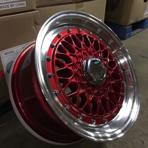 16" Wheels RS Style 16x7.5 4x114.3 / 4x100 +15 CB73.1 Red Machined Lip ...